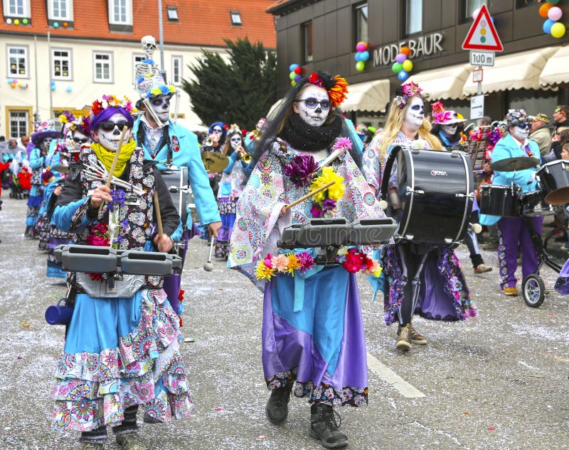 Donzdorf, Germany- March 03, 2019: Traditional Carnival Procession ...