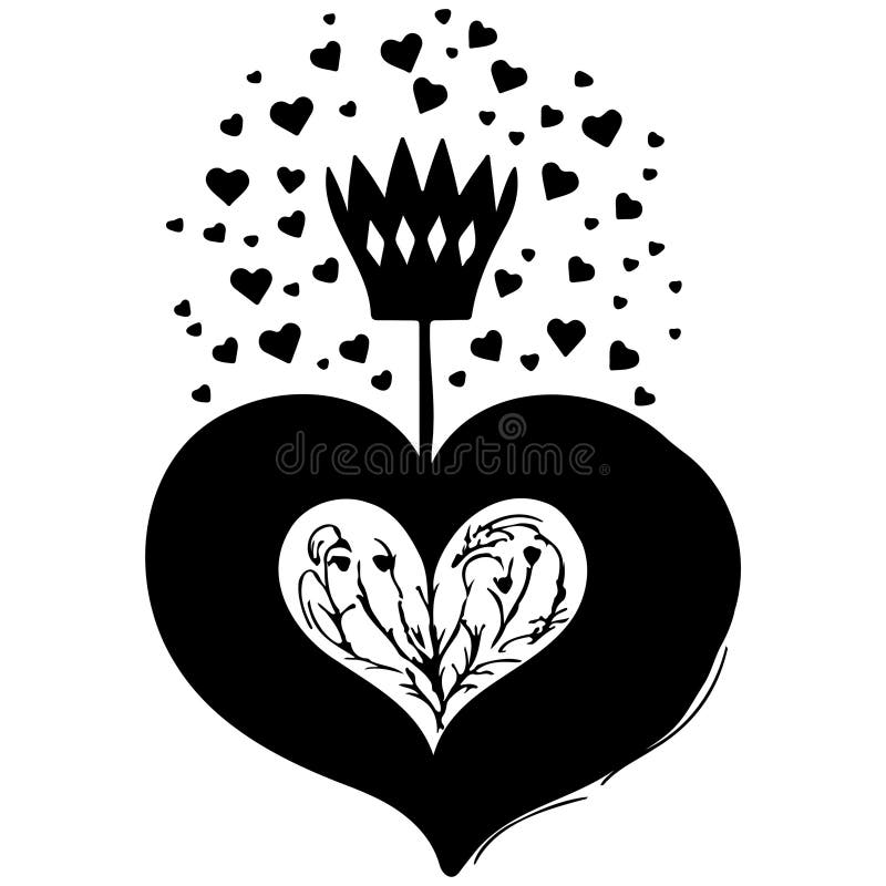 Doodle Abstract Sketch Love Heart Illustration Sketch Hand Draw Stock ...