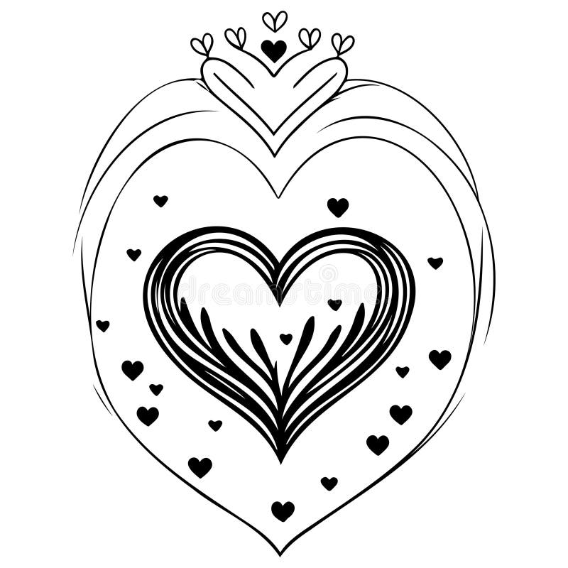 Doodle Abstract Sketch Love Heart Illustration Sketch Hand Draw Stock ...