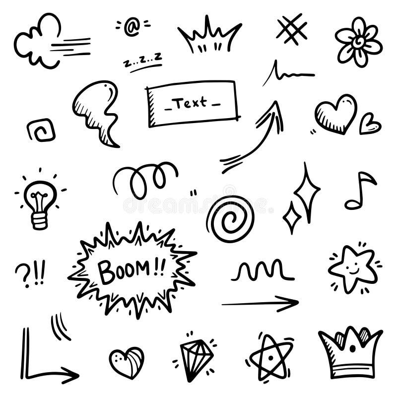 Doodle Abstract of Swash Black Thin Line Set in Vector Stock Vector ...