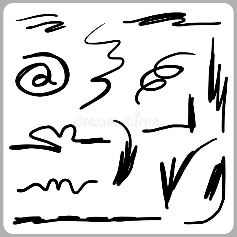 Doodle Abstract of Swash Black Thin Line Set Stock Vector ...