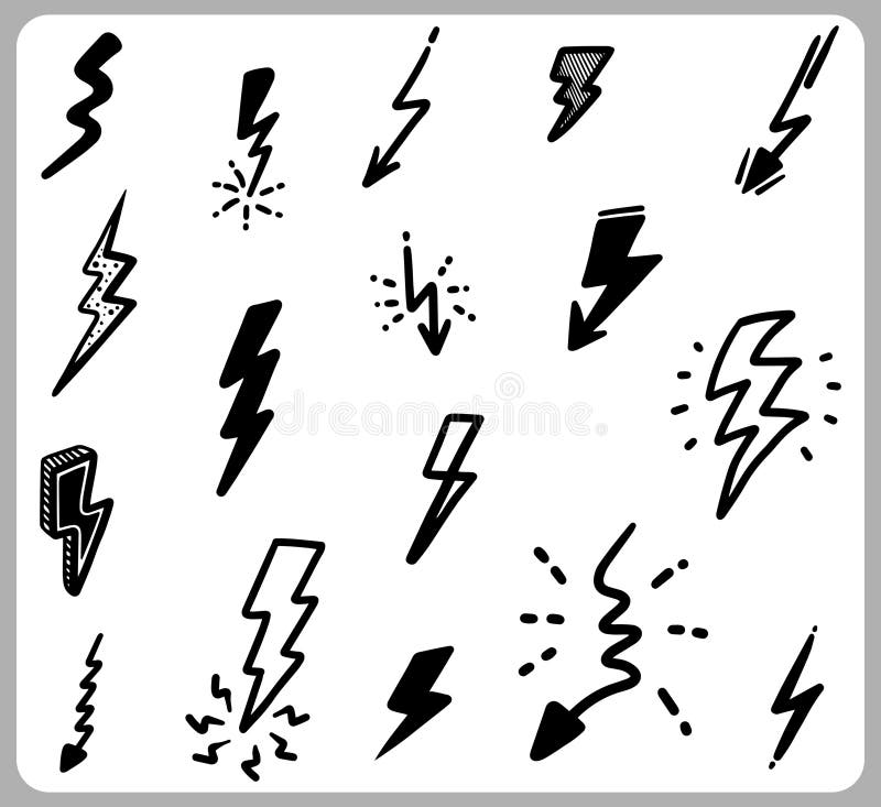 Doodle Abstract Thunder. Set of Lightning in Vector Stock Vector ...