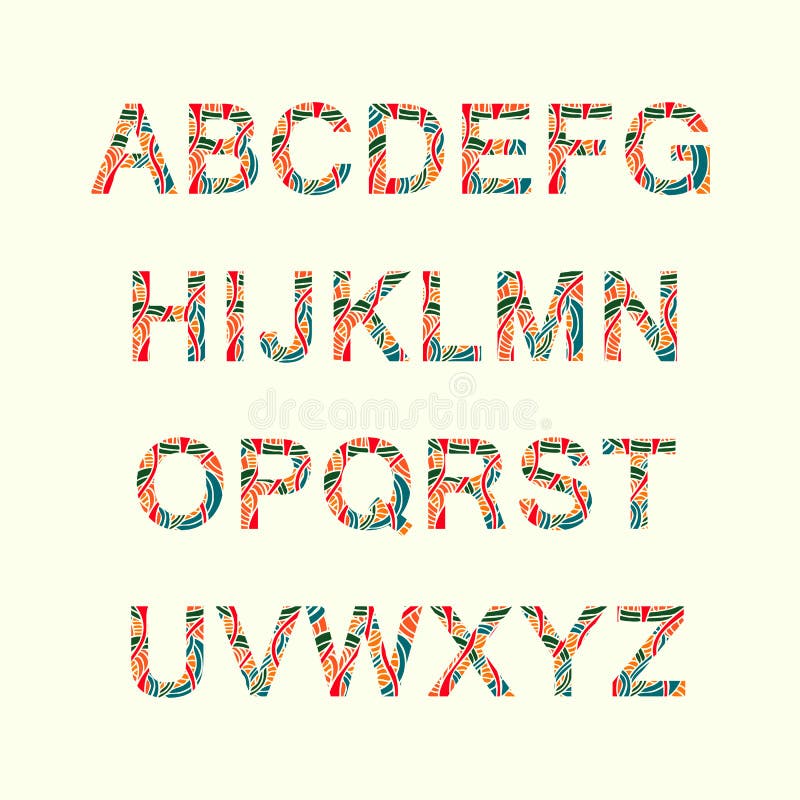 Doodle Alphabet with Abstract Pattern on Them. Stock Vector ...