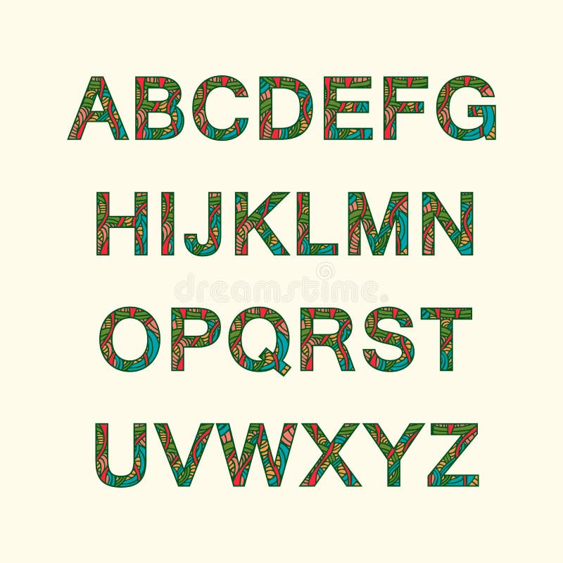 Doodle Alphabet with Abstract Pattern on Them. Stock Vector ...