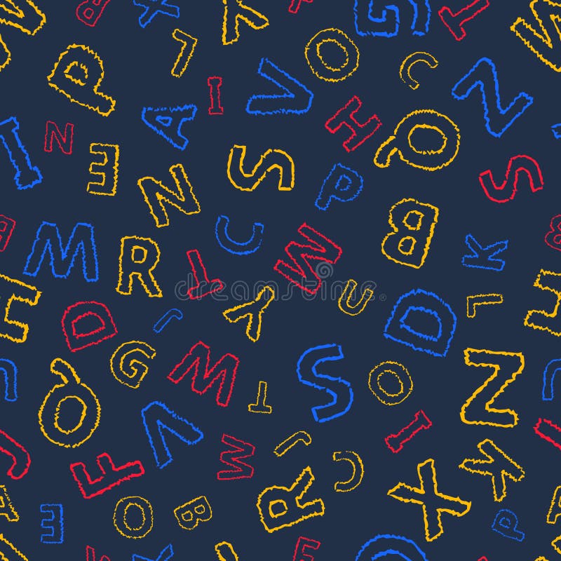 Doodle Alphabet Vector Seamless Background Stock Vector - Illustration ...
