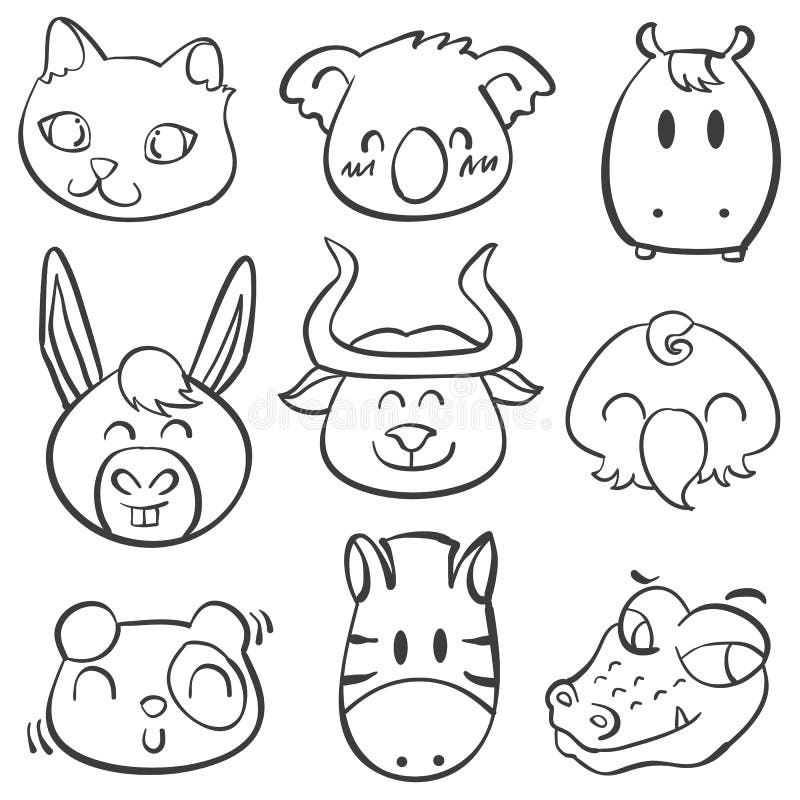 Doodle of animal hand draw stock vector. Illustration of vector - 92090631
