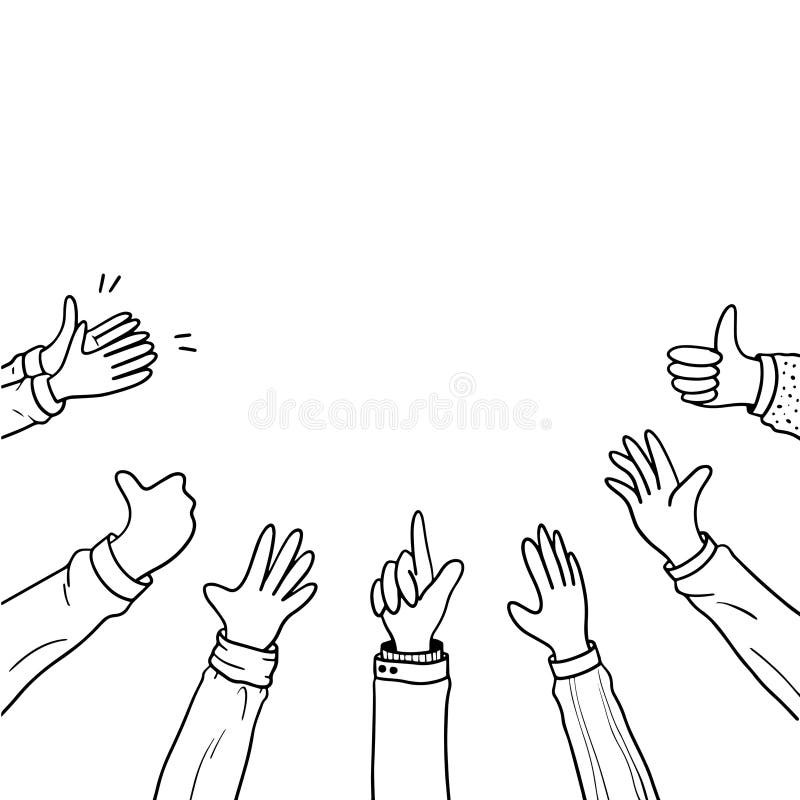 Doodle Applause Gestures of Hands Up or Hands Clapping Stock Vector ...