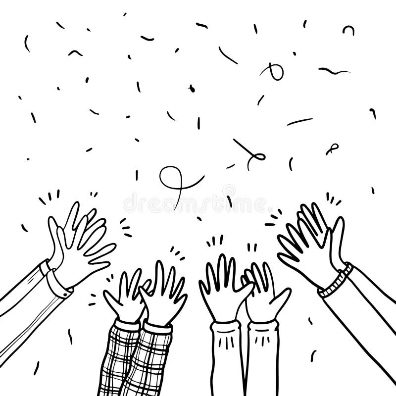 Doodle Applause Gestures of Hands Up or Hands Clapping Stock Vector ...