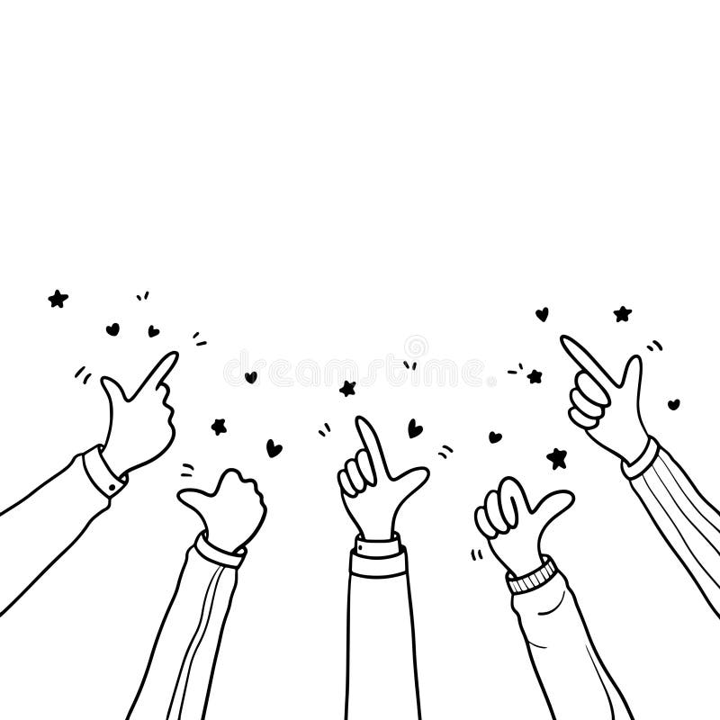 Doodle Applause Gestures of Hands Up or Hands Clapping Stock Vector ...