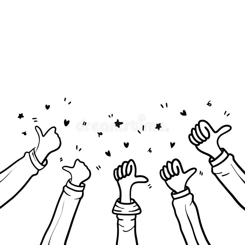 Doodle Applause Gestures of Hands Up or Hands Clapping Stock Vector ...