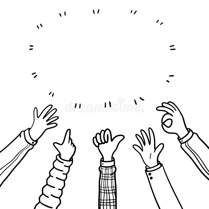 Doodle Applause Gestures of Hands Up or Hands Clapping Stock Vector ...