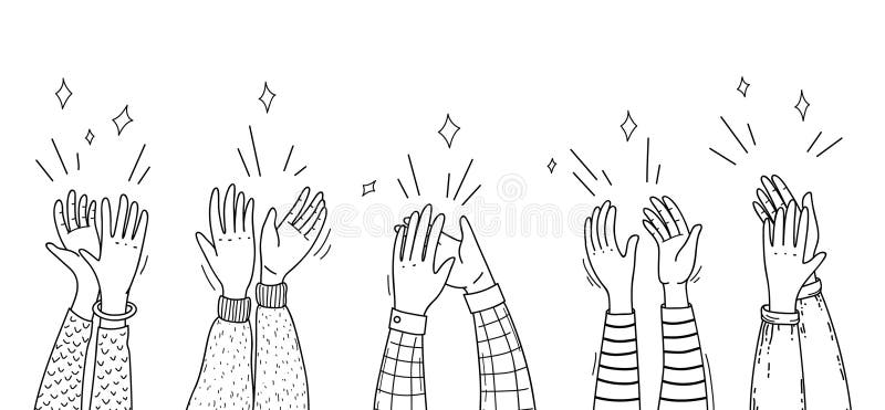 Doodle Applause Hands Silhouettes, Clapping Arms Stock Vector ...