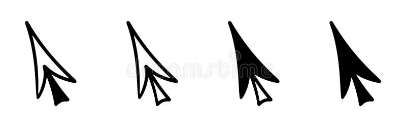 Doodle Arrow Click Icon. Hand Drawn Mouse Cursor. Vector Illustration ...
