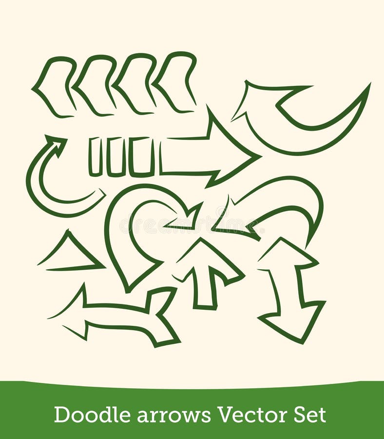 Doodle Arrow Set Isolated on White Background. Vector Stock Vector ...