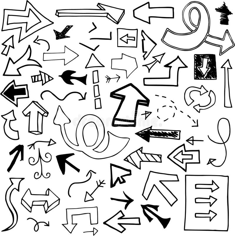 Sketchy Notebook Doodle Arrows Stock Vector - Illustration of curls ...
