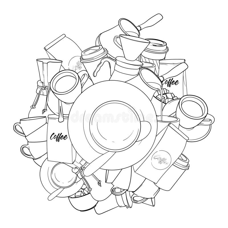 Doodle Art of Coffee with Coffee Cups Design for International Coffee ...