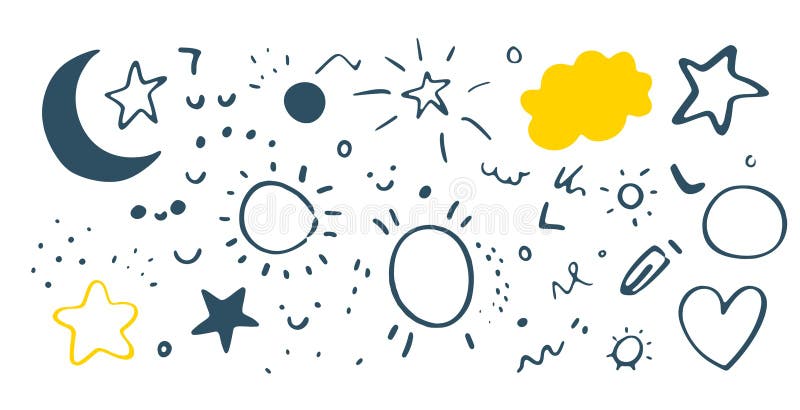 Doodle Art Cute Scribble Shape Element in Collection Stock Vector ...