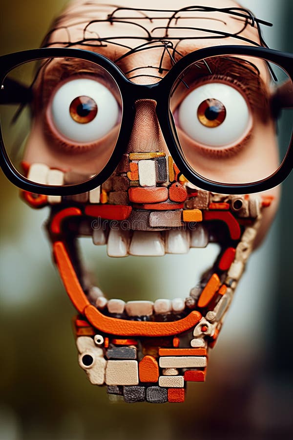Doodle Art Design of a Funny Face with Glasses. Ai Generative Stock ...