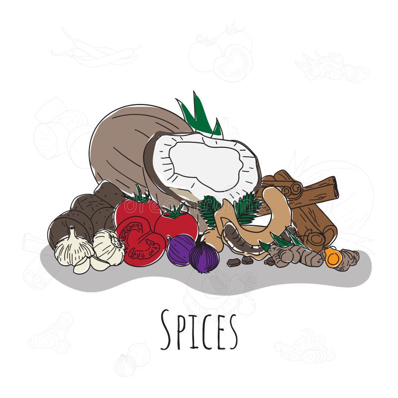 Doodle Art of Spices Vector Illustration in Drawing Art Design Stock ...