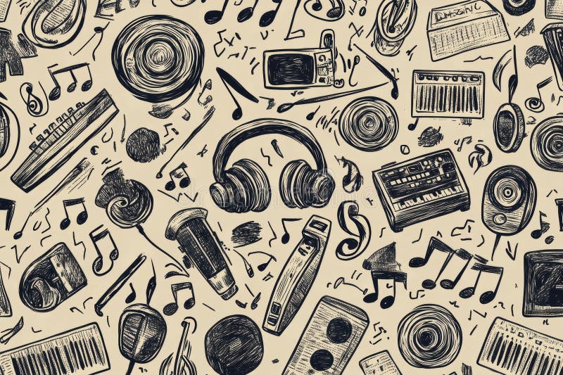 Doodle Artwork Presents a Vibrant Collection of Musical Instruments ...