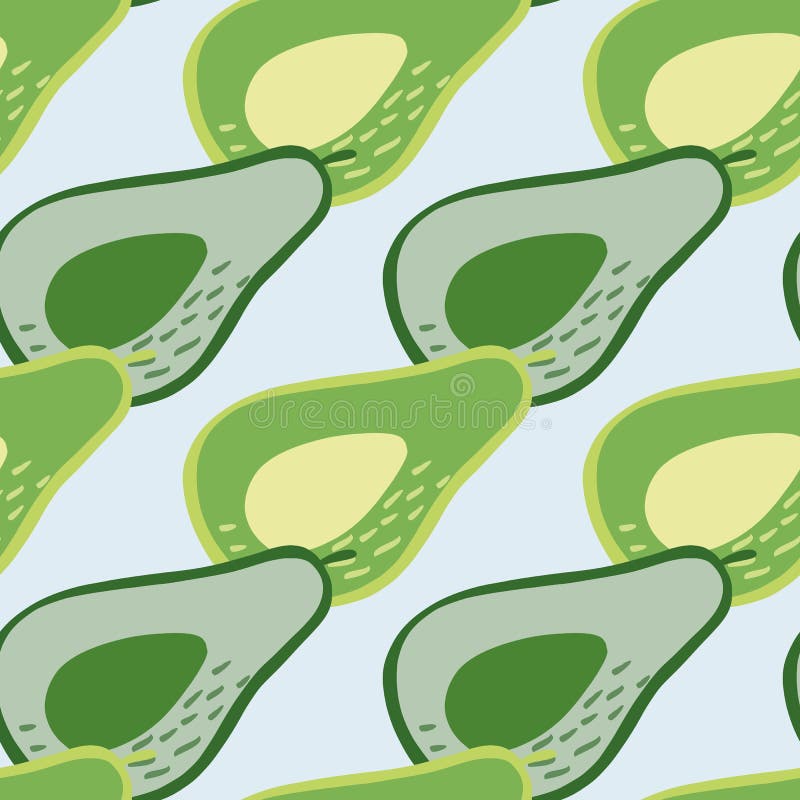 Doodle Avocado Seamless Pattern. Hand Drawn Botanical Backdrop Stock ...