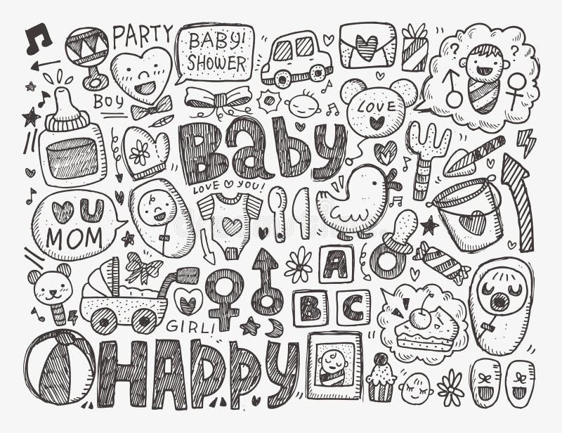 Doodle baby icon sets stock vector. Illustration of black - 40946189
