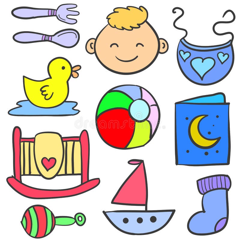 Doodle Baby Element Set Various Stock Illustrations – 613 Doodle Baby ...