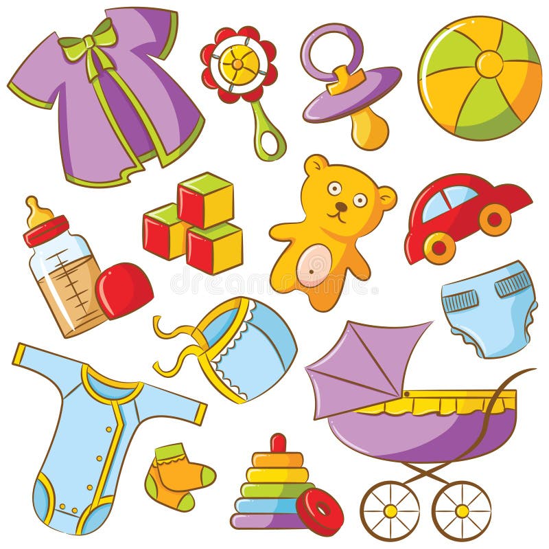 Doodle baby icon sets stock vector. Illustration of girl - 44364574