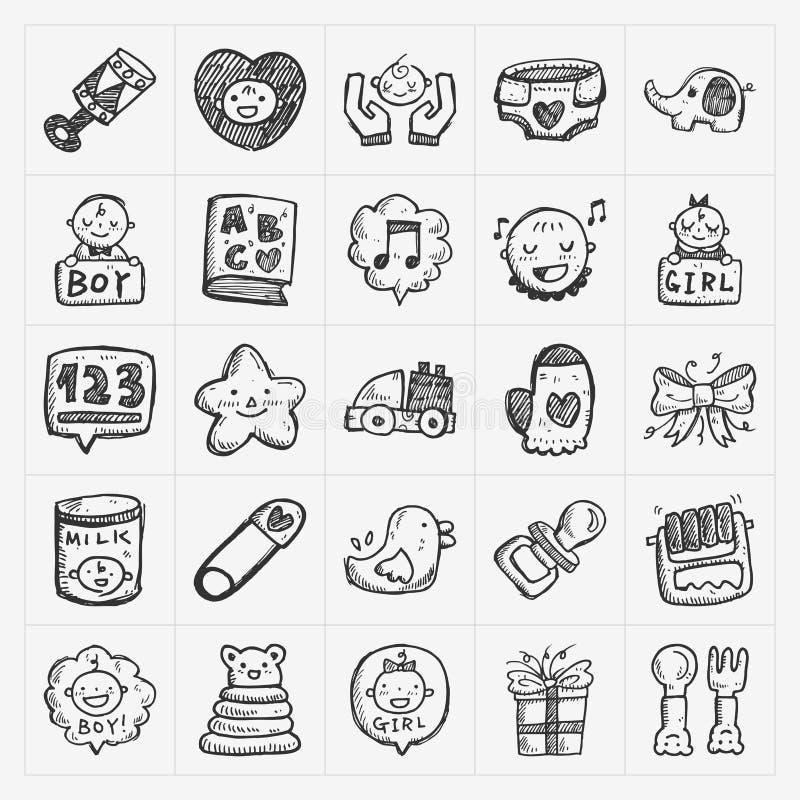 Doodle baby icon sets stock vector. Illustration of baby - 40946190