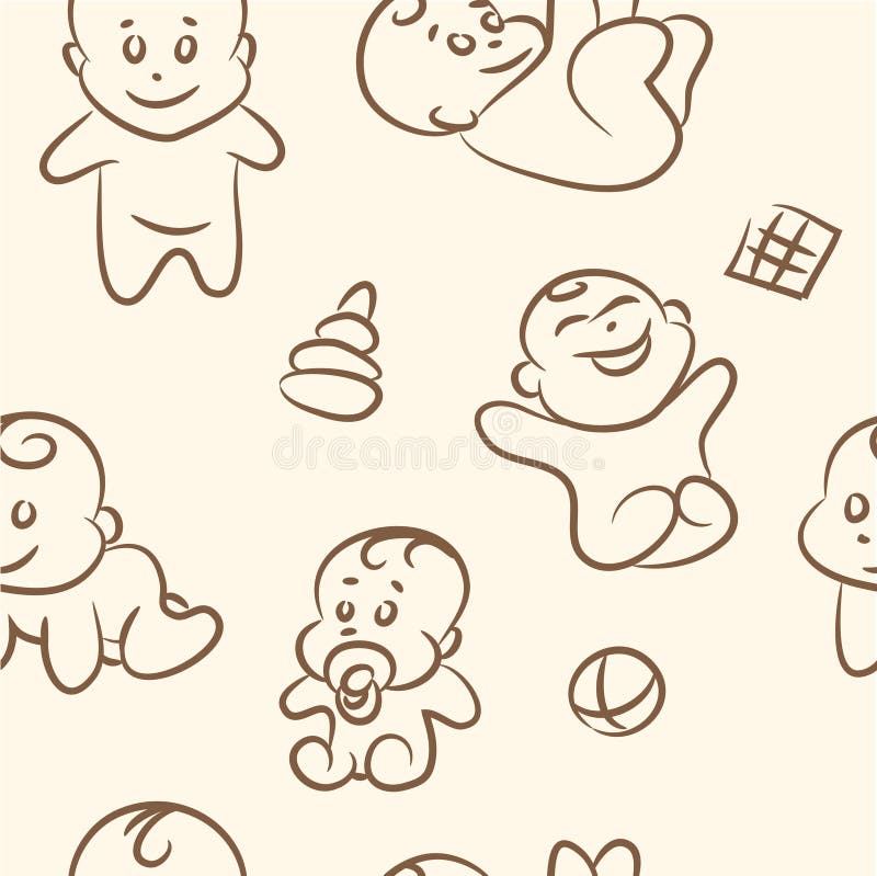 Doodle Baby Set .Seamless Pattern . Vector Stock Vector - Illustration ...