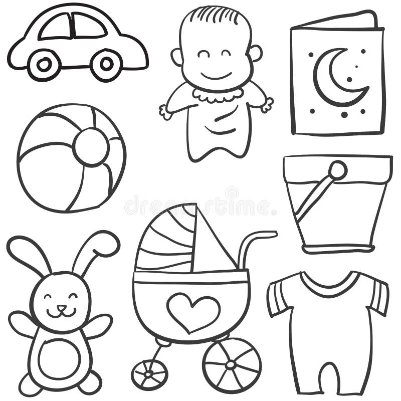 Doodle baby icon sets stock vector. Illustration of black - 40946189
