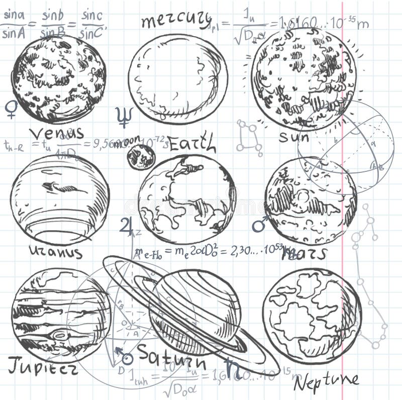 Set of Doodle Planets from Solar System Stock Vector - Illustration of ...