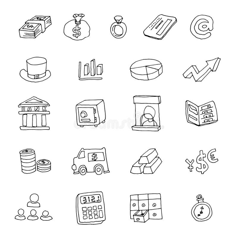 Doodle Bank Icon, Hand Drawn Illustration. Stock Vector - Illustration ...
