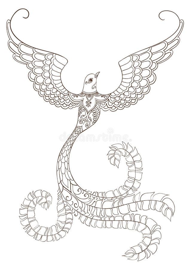 Doodle bird brown outline stock vector. Illustration of design - 75795655