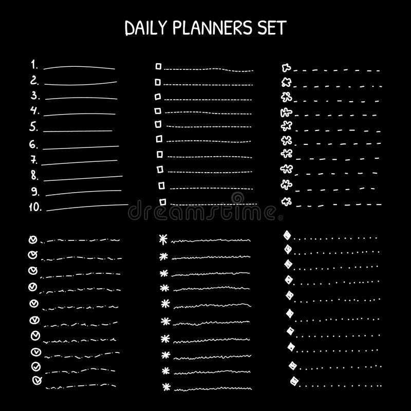 Doodle Black Bullet List, Hand Drawn Sketch Checklist. Notebook ...