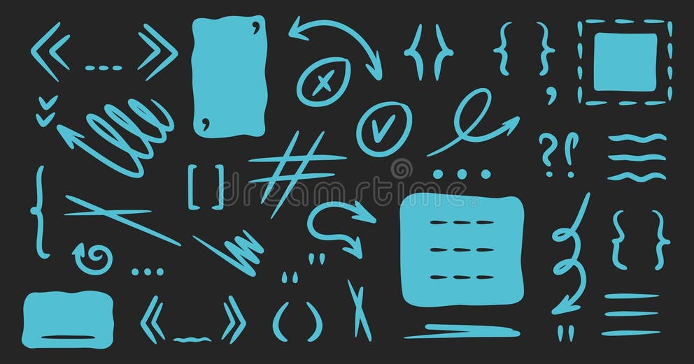 Doodle Blue Shapes, Text Box, Parenthesis, Brackets, Punctuation Mark ...