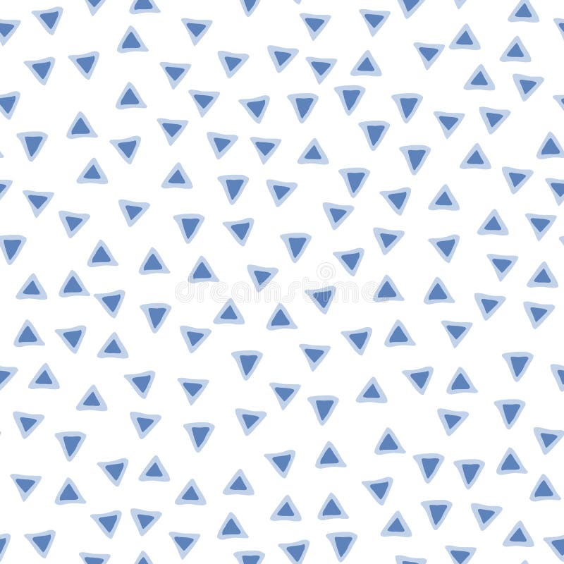 Doodle Blue Triangle Seamless Pattern on White Background. Abstract ...