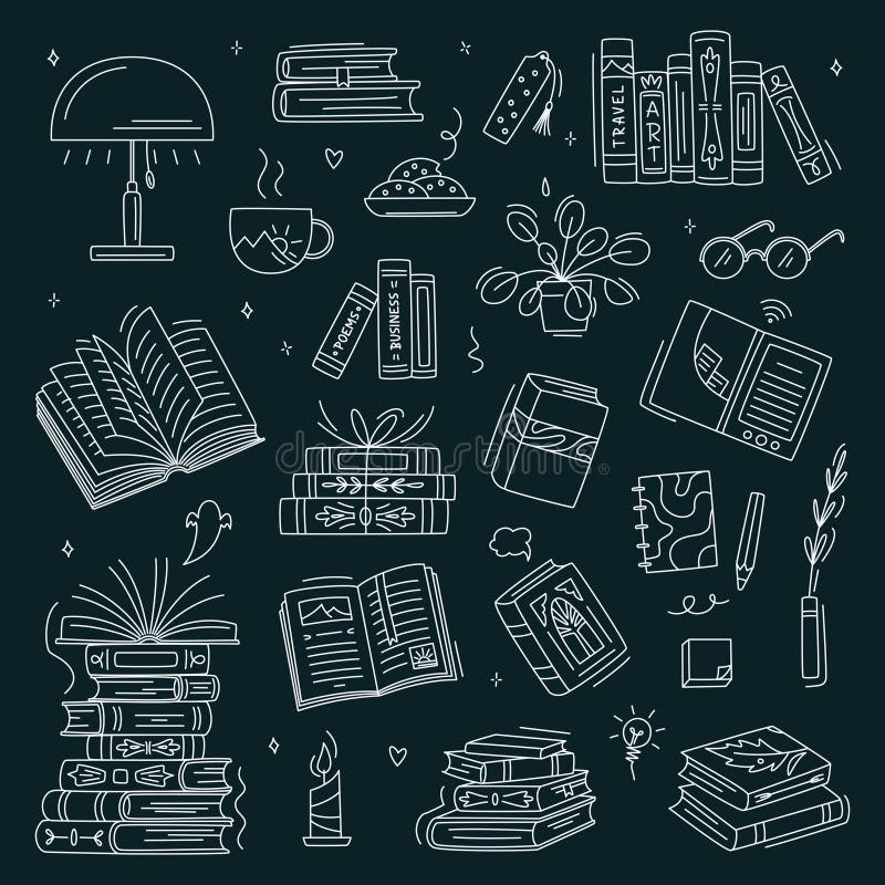 Doodle Book Collection. Educational Vector Illustration, Books Set Icon ...