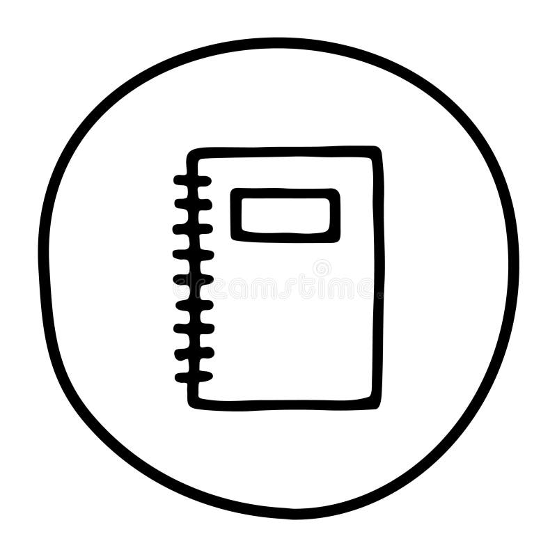 Doodle Book or Notebook Icon, Handdrawn with Pen Stock Vector ...