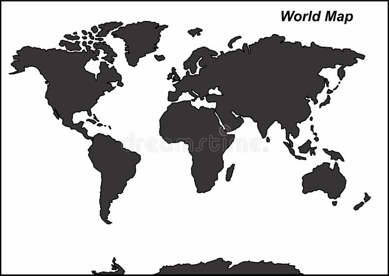 World Map Outline with Key Legend for Learning Stock Vector ...