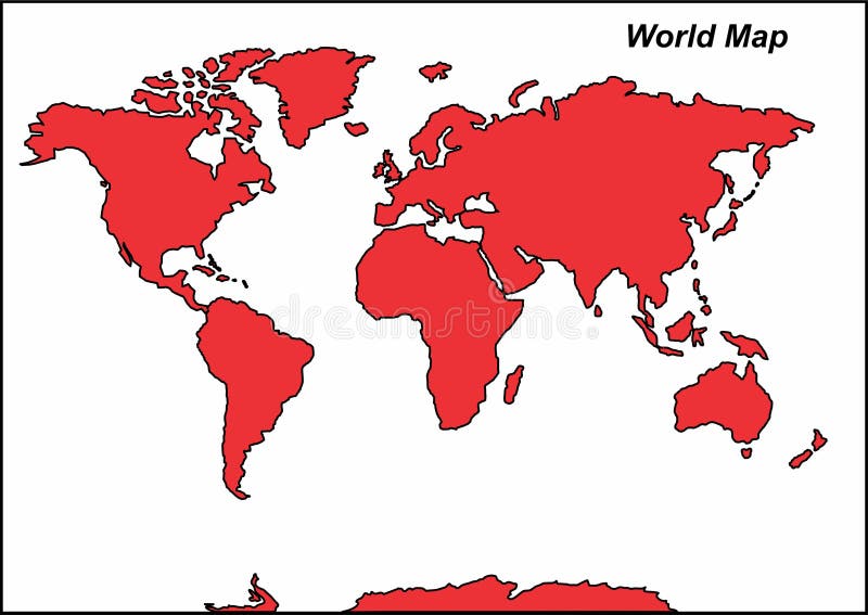 World Map Outline with Key Legend for Learning Stock Vector ...