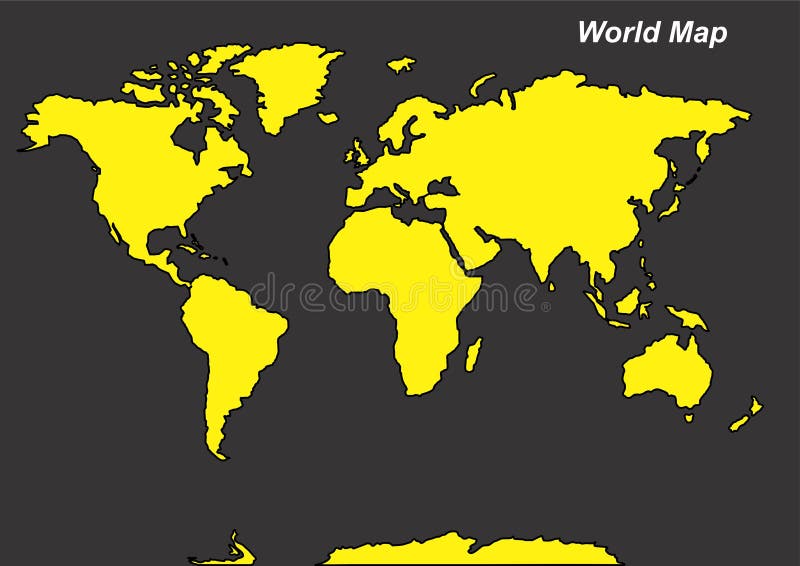 World Map Outline with Borders Stock Vector - Illustration of modern ...