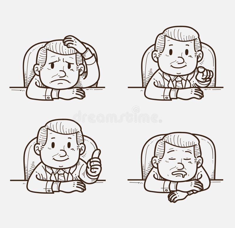 Doodle boss on desk stock vector. Illustration of stress - 64946068