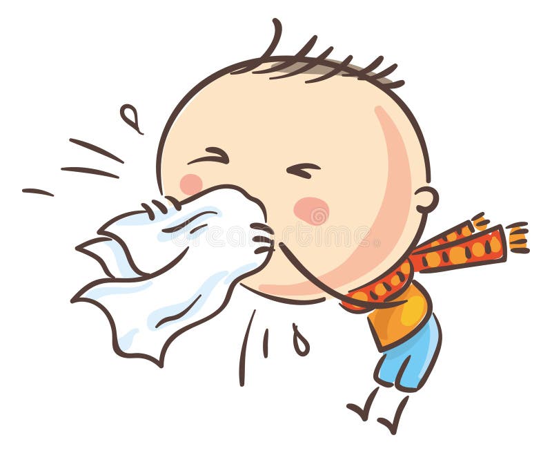 Doodle Boy Suffering Illness Like Flu. Cartoon Kids Clipart Stock ...