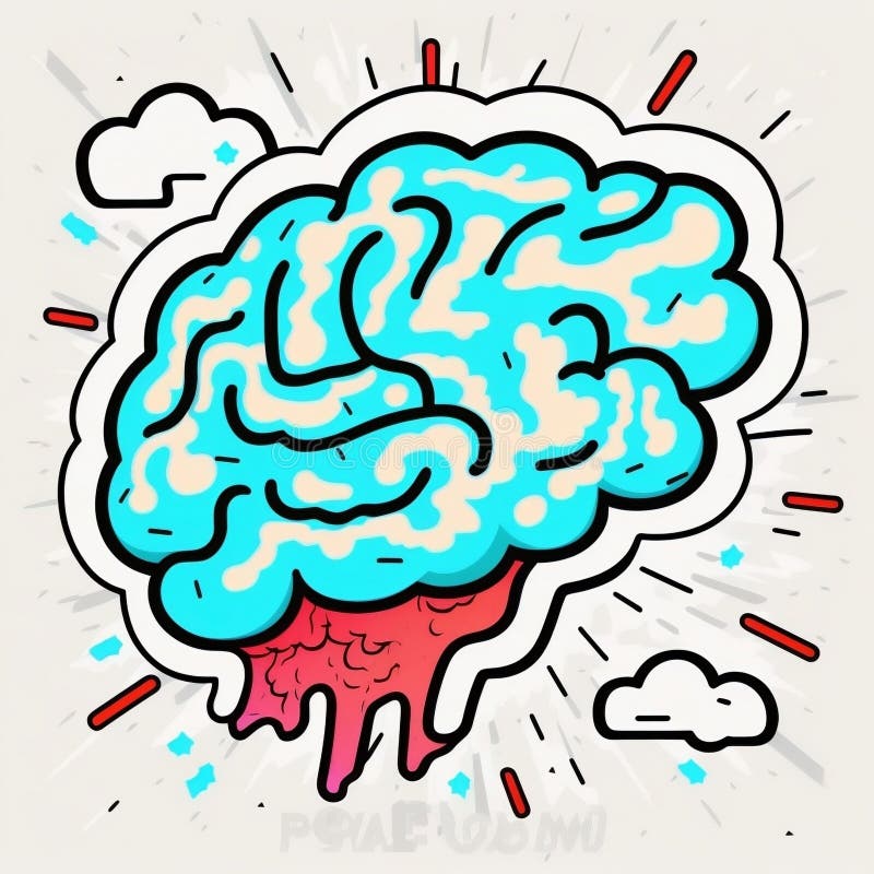 Doodle Brain Cartoon Style, Illustrator, Generative AI Stock ...