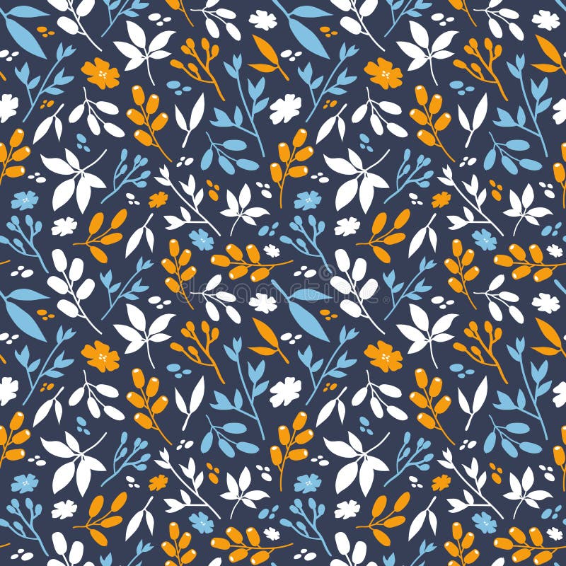 Doodle branches pattern. stock vector. Illustration of leaf - 82402309