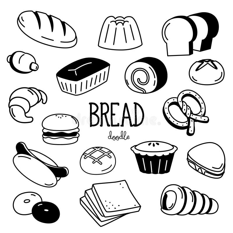 Doodle Bread. Hand Drawing Styles for Bread Stock Vector - Illustration ...