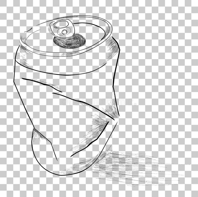 Doodle of Broken Soft Drink Can, with Shadow, View from Top Stock ...