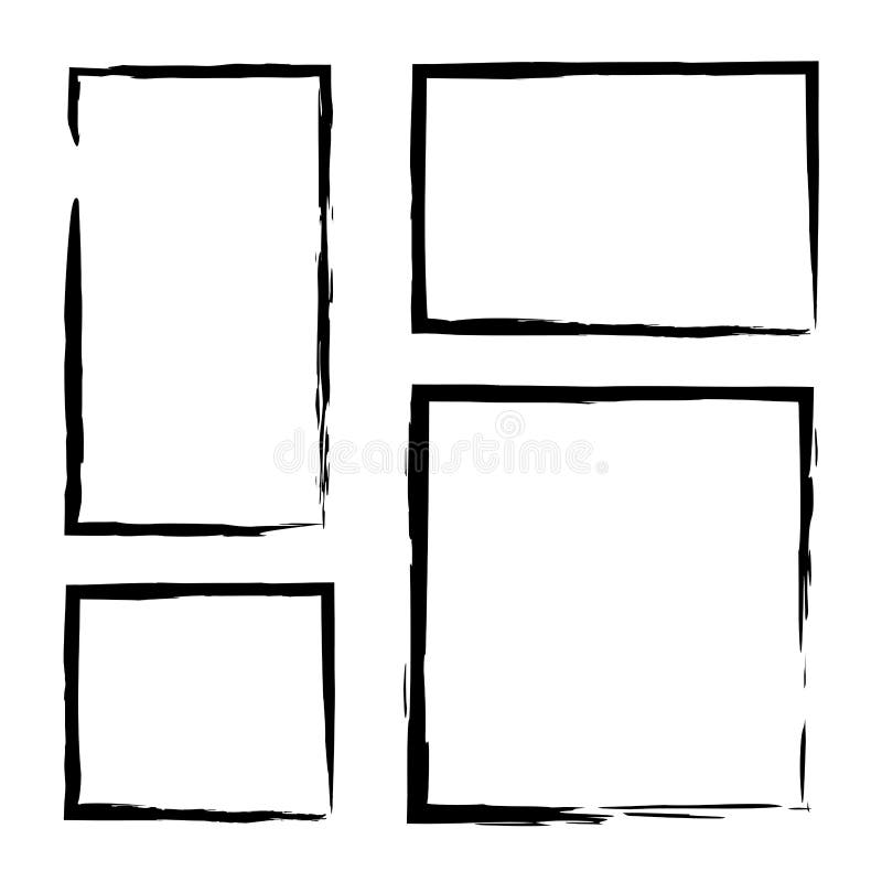 Doodle Brush Stroke Rectangles. Hand Drawn Set. Vector Illustration ...