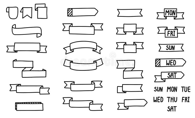 Doodle Bullet Journal Labels. Hand Drawn Dairy Elements Stock Vector ...